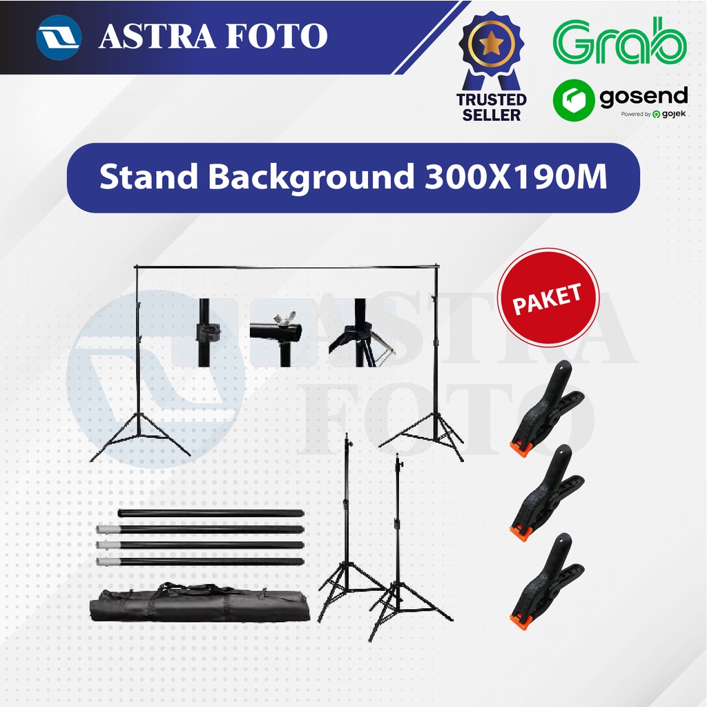 Jual Tiang Backdrop Bracket Stand Background 3m x 1.9m Free Penjepit ...