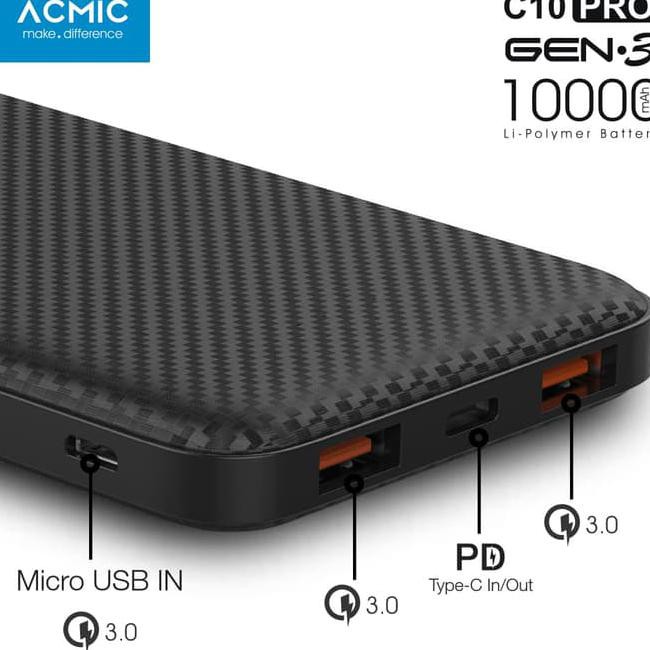 Jual Acmic C10Pro 10000Mah Power Bank Quick Charge 3.0 + Pd Power Delivery - Putih Kode 464 ...