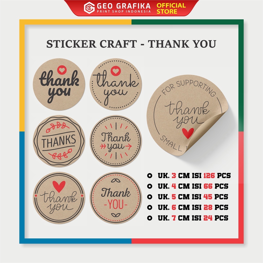 Jual Sticker Thank You Label Craft Coklat - Geo Grafika | Shopee Indonesia