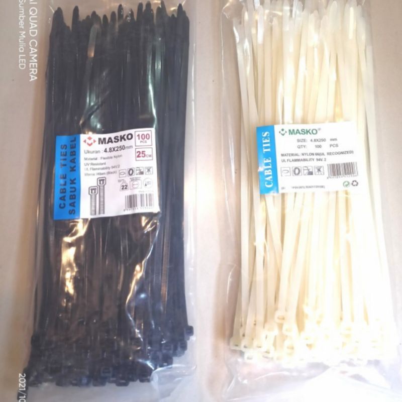 Jual MASKO KABEL TIES 4,8 x 250 mm 100 pcs NYLON Cable Tie SABUK KABEL ...