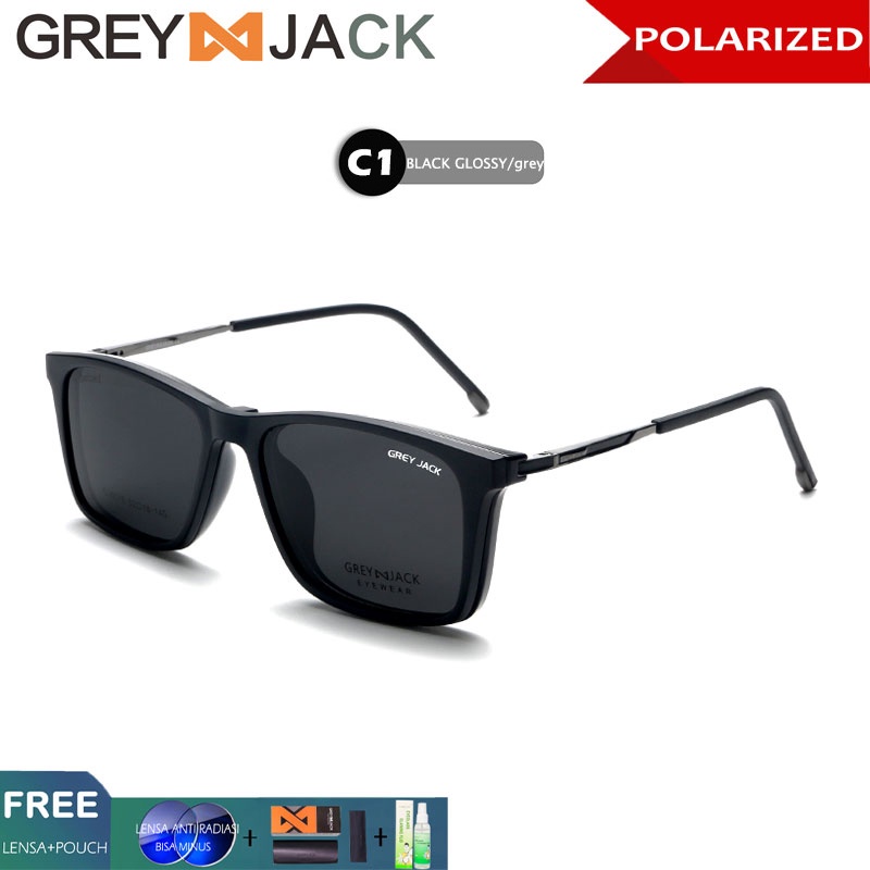 Jual Grey Jack Kacamata Clip On Polarized Anti UV 2in1 Frmae Tr90 Bisa Minus Model Kotak Fashion ...