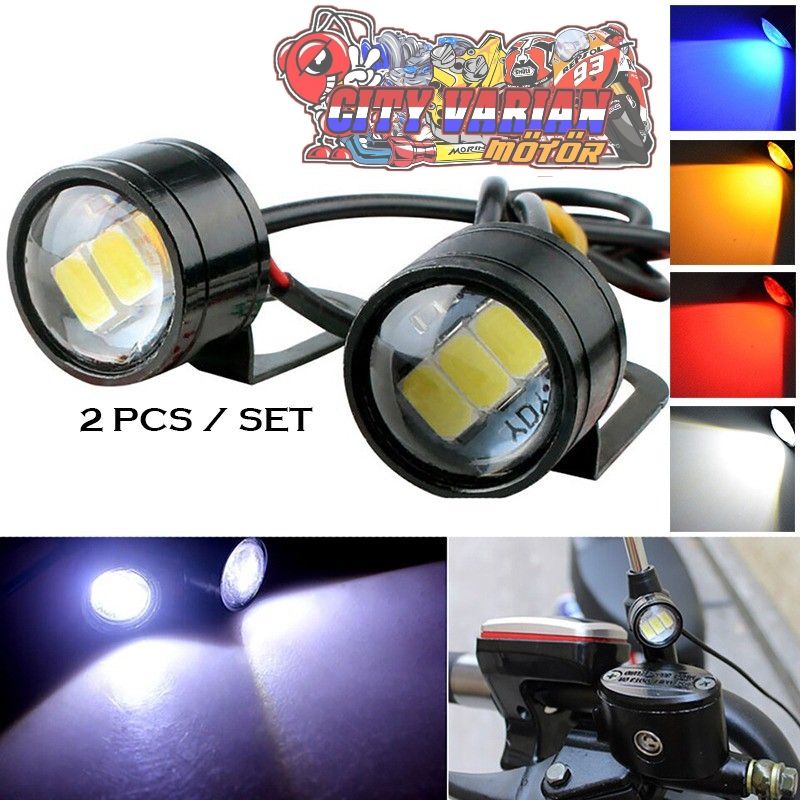 Jual Lampu Mata Elang Flash 3 mode Panoramic Plus Breket Spion Sepasang kiri kanan Lampu LED ...