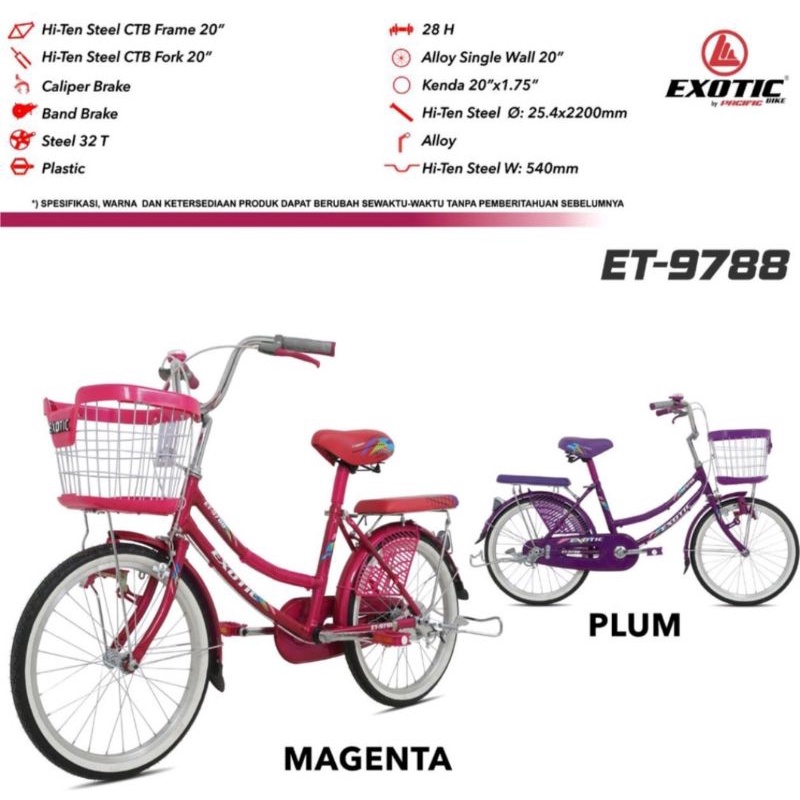 Jual sepeda 20 cewek/mini/murah/ exotic/Pasific | Shopee Indonesia
