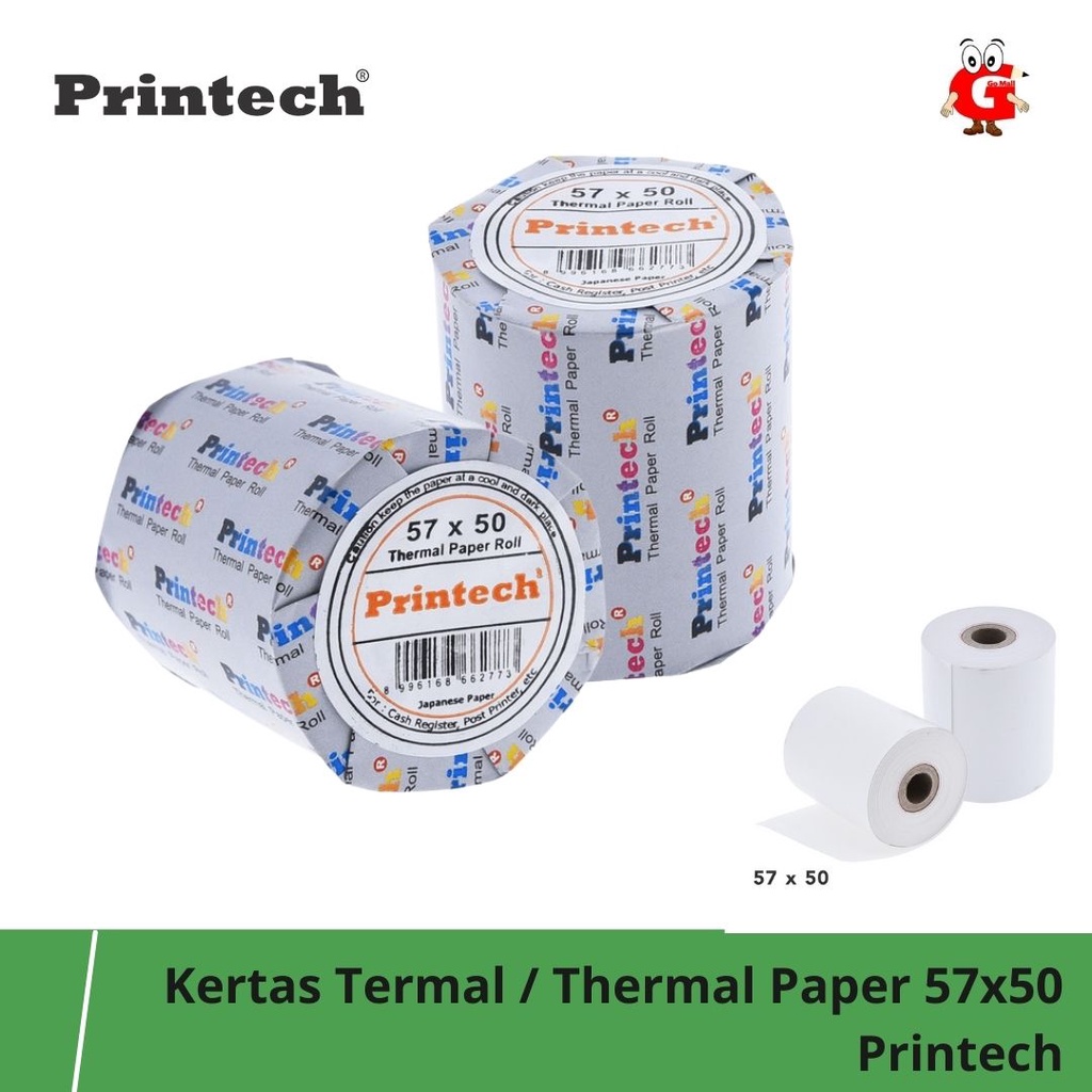 Jual Printech Kertas Thermal Paper Kasir POS 57x50mm Isi 10 Roll ...