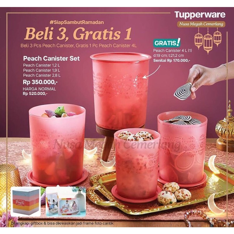 Jual Peach Canister Set Ori Tupperware | Shopee Indonesia