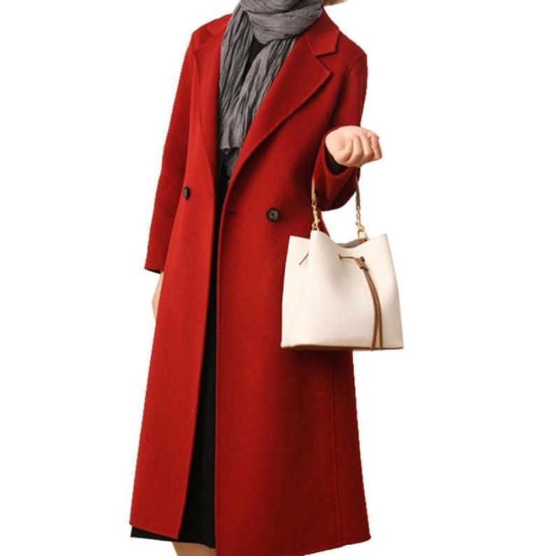 Jual Coat Panjang Winter Umroh Wanita Merah Hangat Musim Dingin ...