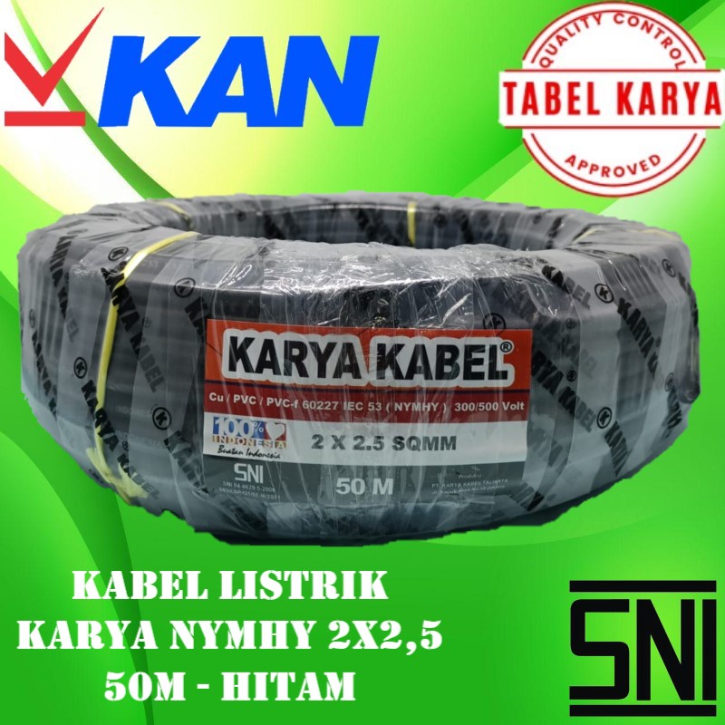 Jual KABEL LISTRIK SERABUT NYMHY 2x2,5 2x2.5 50 METER (50M) KARYA | Shopee Indonesia