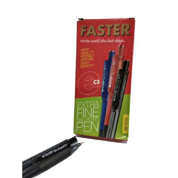 Jual Faster Ballpoint/ Pulpen EC3 ,0.7mm isi 12 pcs Black | Shopee ...