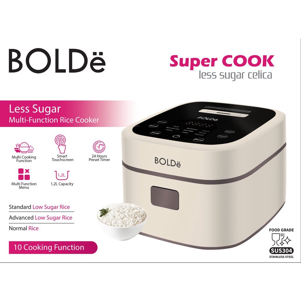 Jual BOLDe Super COOK Less Sugar Celica Rice Cooker 1.2 Liter | Shopee ...