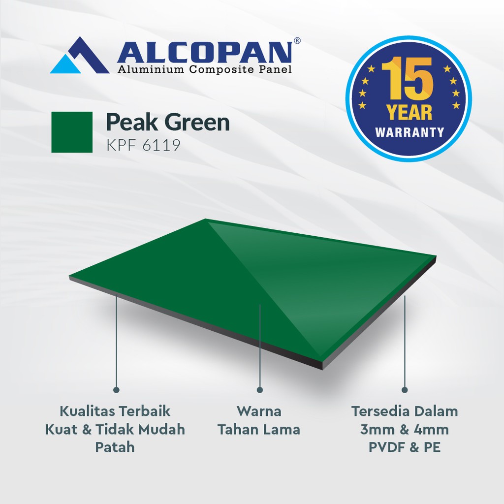 Jual ( Free Kurir Toko ) ACP Alcopan Peak Green 4mm PVDF Outdoor ...