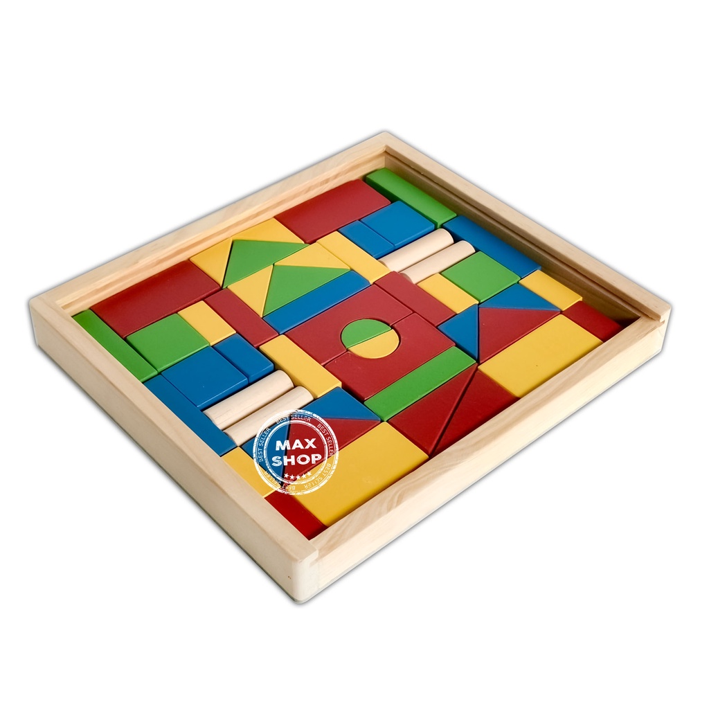 Jual Mainan Edukasi Anak City Block Balok Kayu Warna Susun Blok Bangun ...