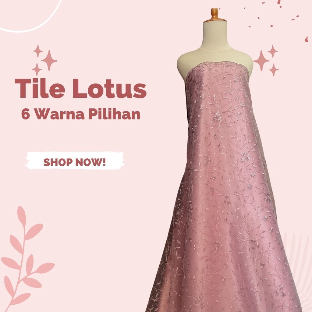 Jual Kain Brokat Tile Akar Mutiara Lotus New Series Warna Rose Gold ...
