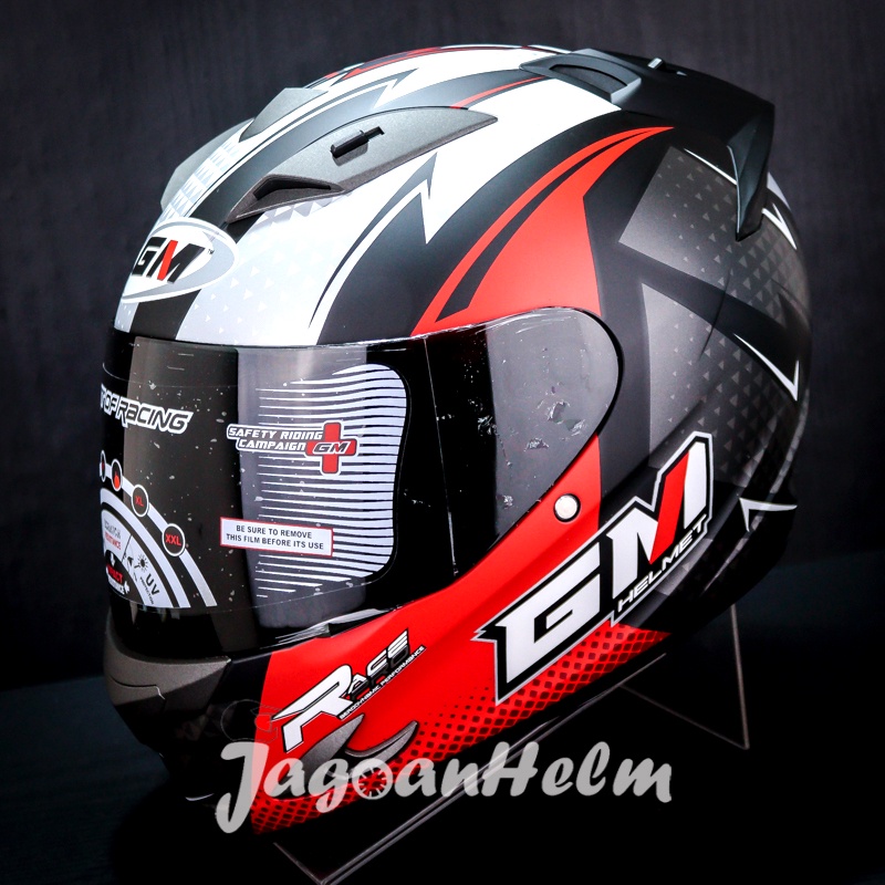 Jual GM HELM RACE PRO FLASH | BLACK RED DOFF | DARK SINGLE VISOR ...