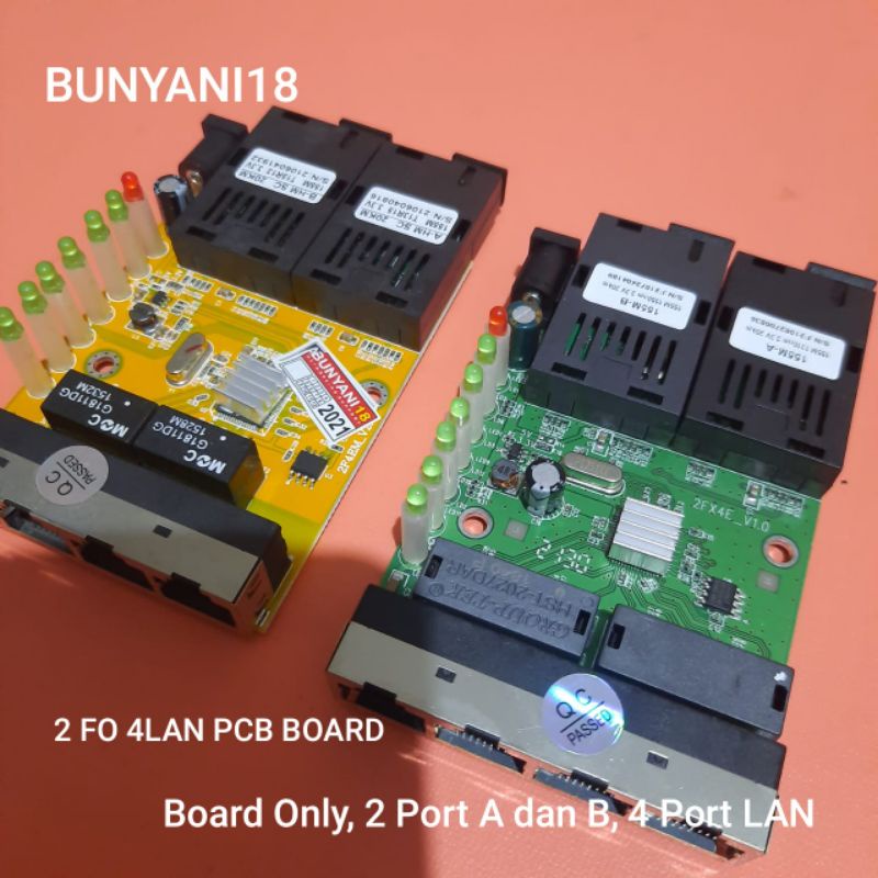 Jual PCB Board Only Media Converter Fiber Switch 2 Port FO SC AB 4 Port ...