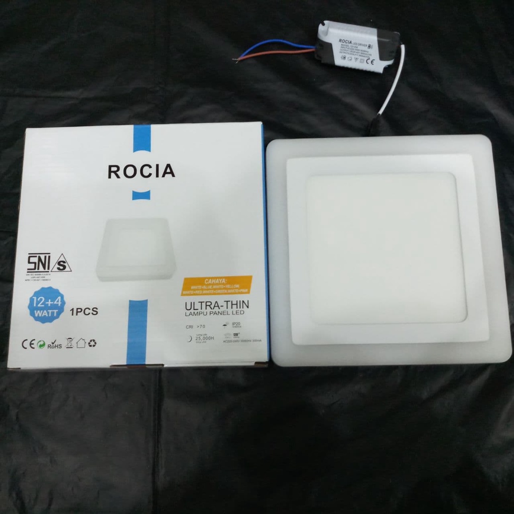 Jual DOWNLIGHT LED PANEL ROCIA 12+4 WATT (16 W) OB KOTAK PUTIH BIRU ...