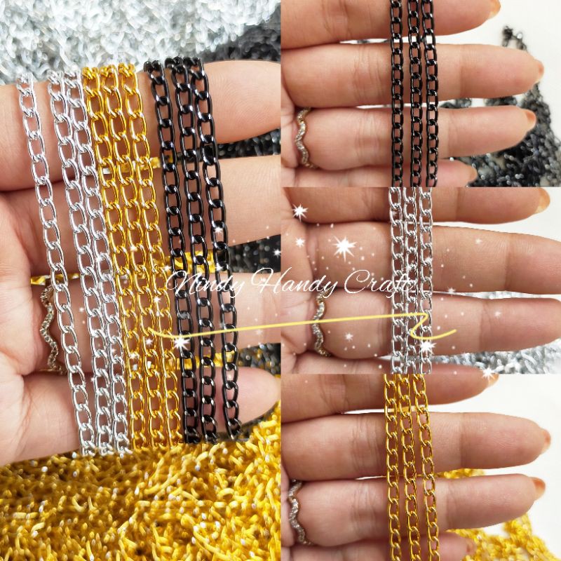 Jual 5Meter Rantai Aluminium 5mm - Rantai Hitam - Rantai Emas - Rantai ...