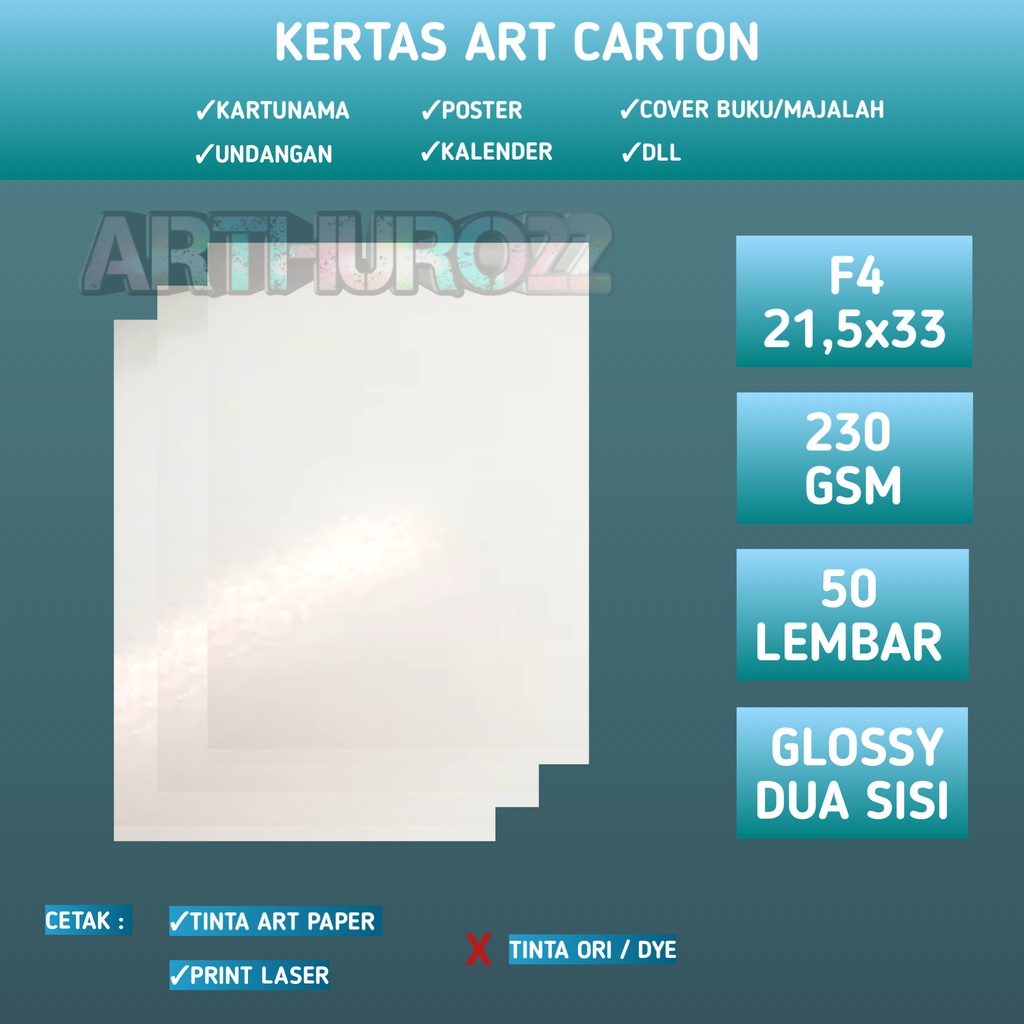 Jual Kertas art carton/art paper 230 gsm F4 isi 50 lembar/art karton ...