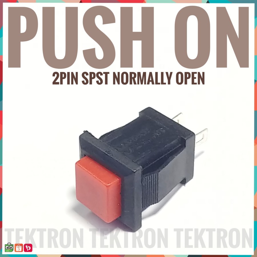 Jual Push ON Switch 2pin SPST Tekan On Normally Open 1.5A 250VAC ...