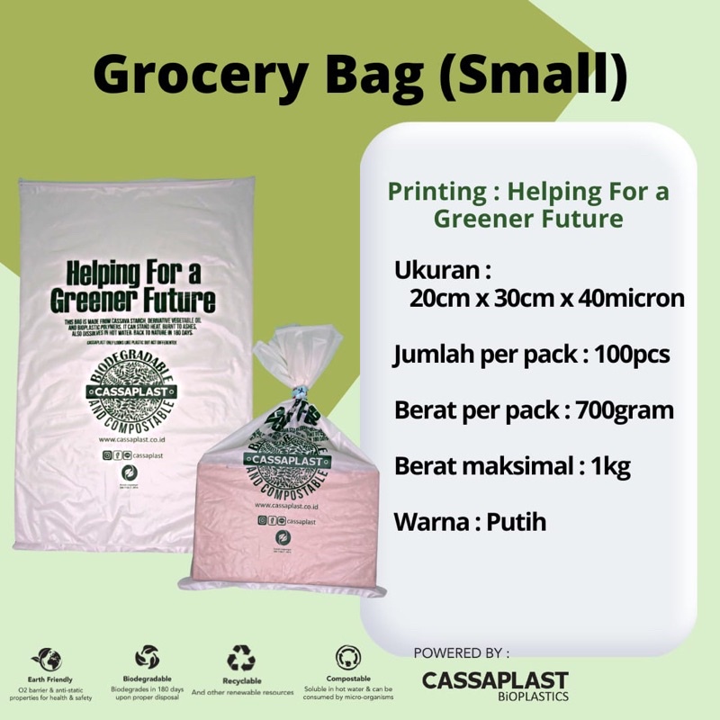 Jual Grocery Small Kantong Singkong Cassaplast Ramah Lingkungan Kantong ...