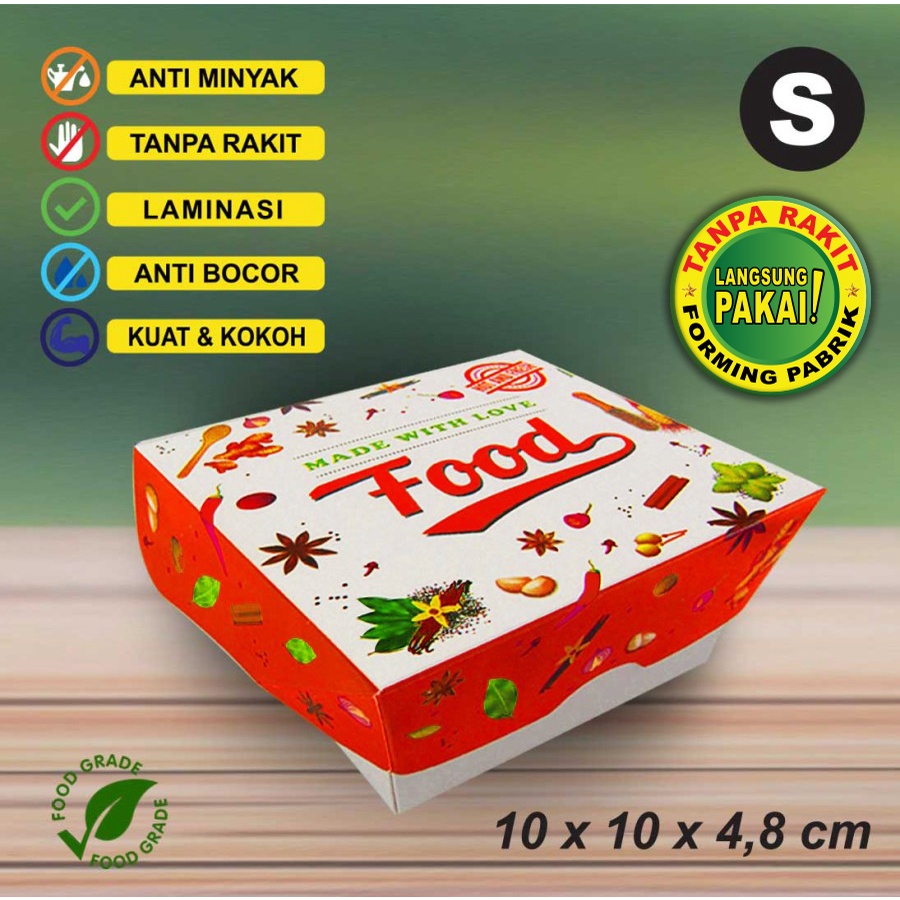 Jual Lunch Box Paper FOOD - MERAH | (S) SMALL -(50 Pcs) | Shopee Indonesia