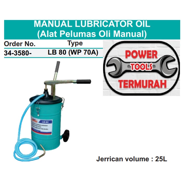 Jual Pompa Oli Drum WIPRO 25L LB 80 Alat Pelumas WP70 Manual Lubricator ...