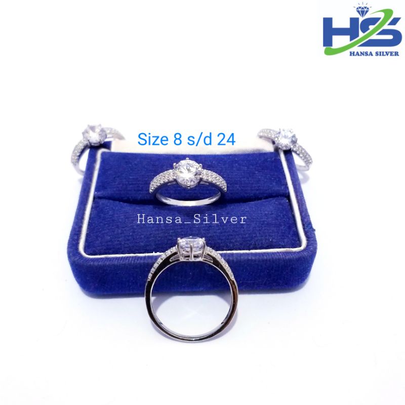 Jual Cincin Perak Wanita Silver Asli 925 Lapis Emas Putih Model Dua ...