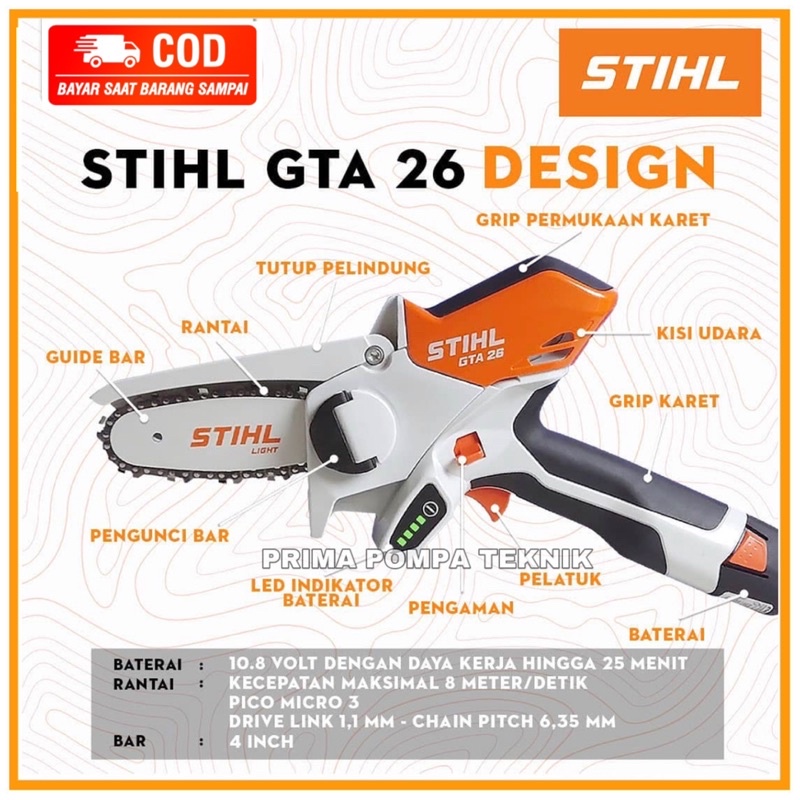 Jual Garden Pruner GTA 26 Stihl Original Mesin Gergaji Batrai stihl ...