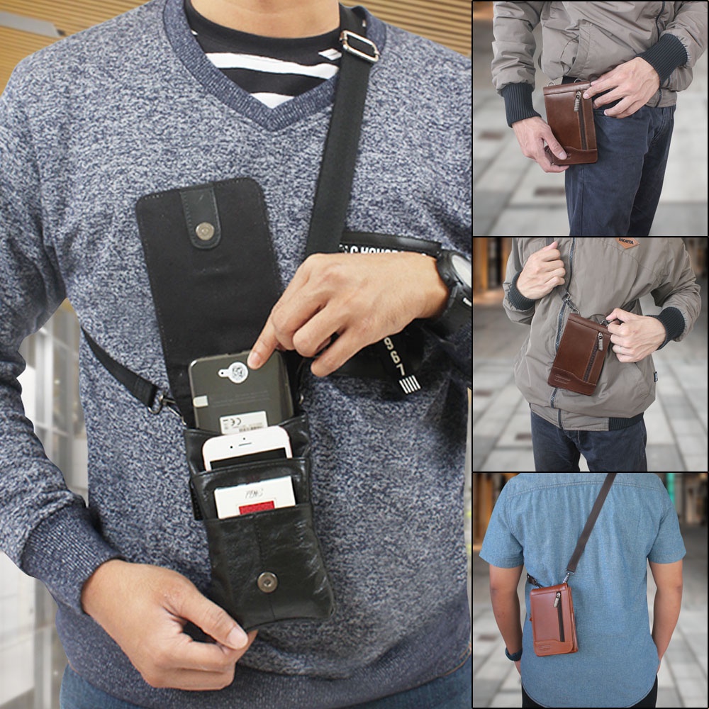 Jual P021 Tas Selempang Dompet handphone pria kulit sapi asli ...