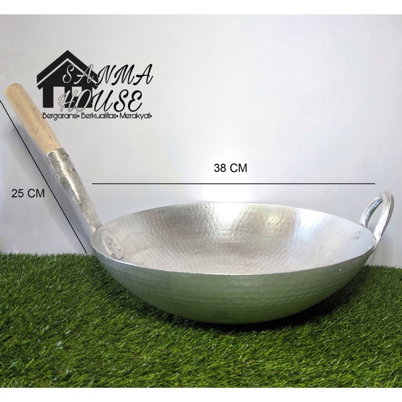 Jual Wajan Nasi Goreng gagang kayu 40cm alumunium Garut Wajan Nasgor ...