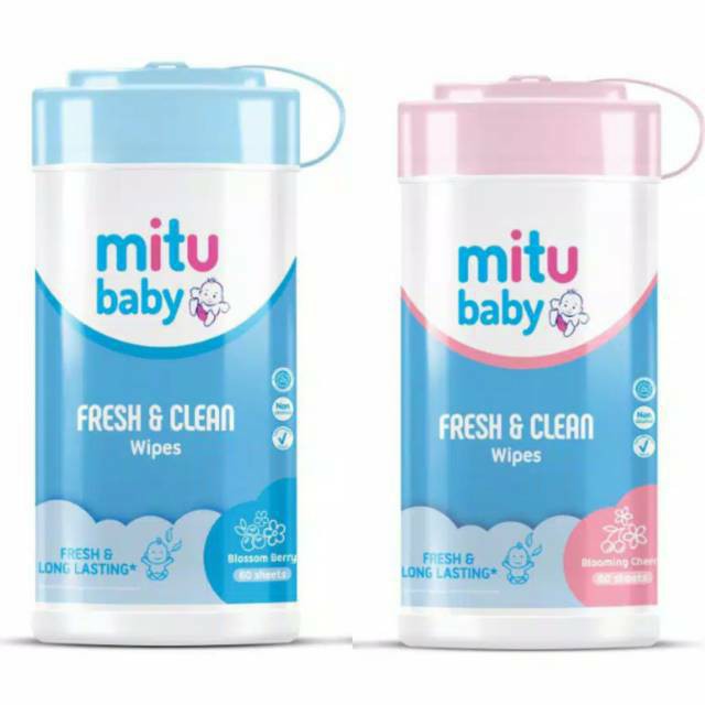 Jual Tissue basah Mitu Baby Wipes tissue 60 sheets pink chamomile biru ...