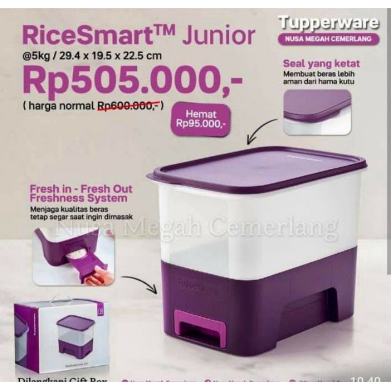 Jual Rice smart junior tupperware ukuran 5kg / tempat penyimpnan beras ...