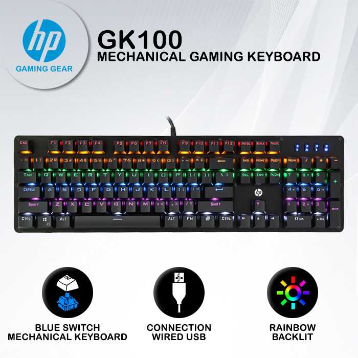 Jual Keyboard Gaming HP GK100 - RGB Blue Switch Mechanical Keyboard ...