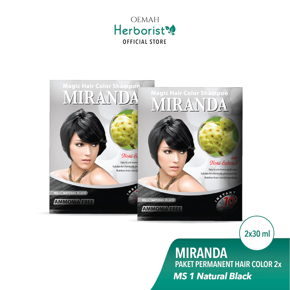 Jual Miranda Magic Hair Color Shampoo - MS1 Natural Black 30ml x 2 pcs ...