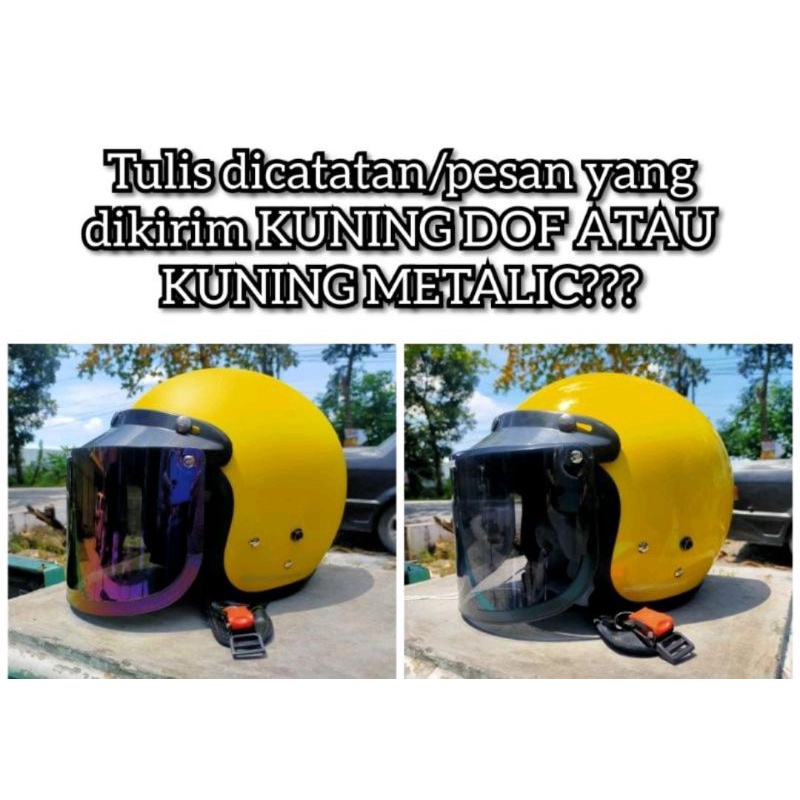 Jual HELM BOGO KUNING DAN KUNING DOFF KACA DATAR SNI | Shopee Indonesia