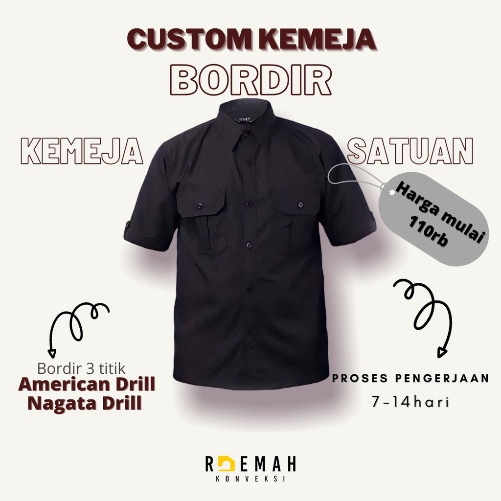 Jual KEMEJA PDH PDL TACTICAL CUSTOM BORDIR SERAGAM BAJU KERJA LENGAN ...
