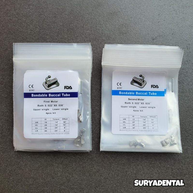 Jual BONDABLE BUCCAL TUBE FDA ROTH M1 M2 | First Molar Second Molar ...