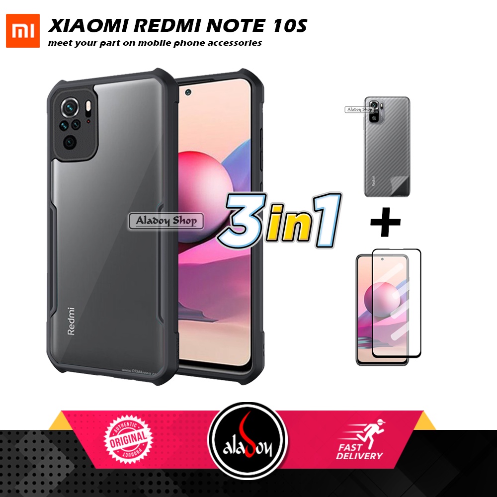 Jual PAKET 3 IN 1 Case Xiaomi Redmi Note 10S Armor Fusion Transparent ...