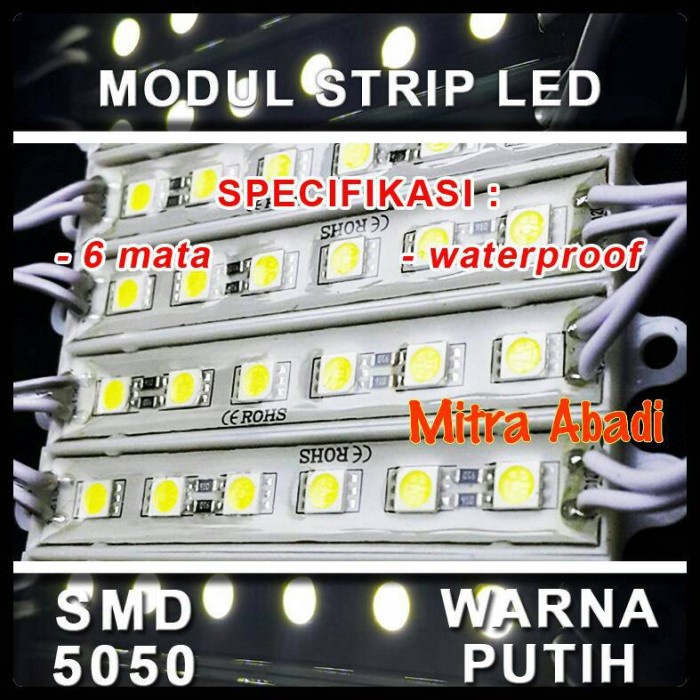 Jual LED Modul 6 Mata Strip SMD 5050 White/Putih DC 12V | Shopee Indonesia