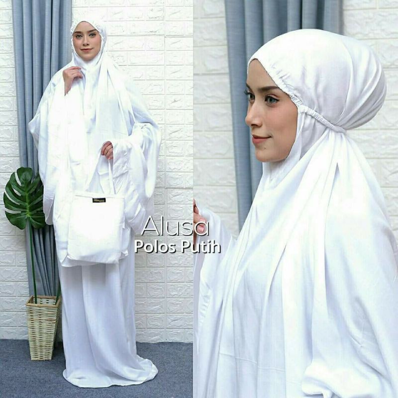 Jual ORIGINAL Mukena Bali Jumbo Alusa Polos Putih | Shopee Indonesia