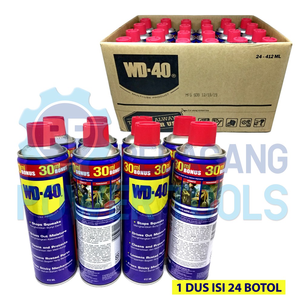 Jual WD-40 412 ML PELUMAS ANTI KARAT WD 40 412ML WD40 PENETRAN 1 DUS 24 PCS | Shopee Indonesia