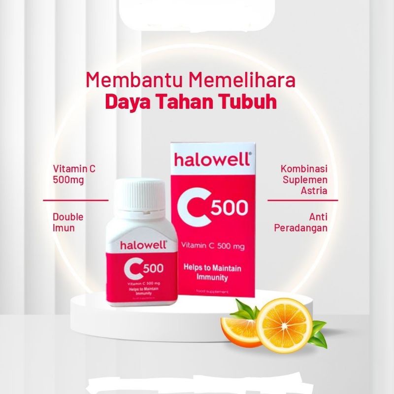 Jual HALOWELL Vitamin C 500mg 30 Tablet - Membantu Memelihara Daya ...