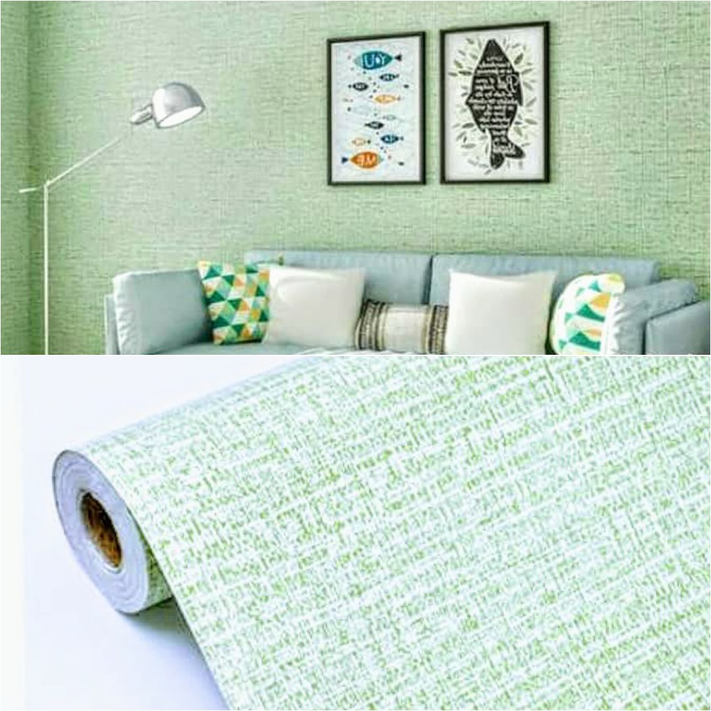 Jual Baru - Murah Wallpaper Sticker Dinding Polos Hijau Muda Serat ...