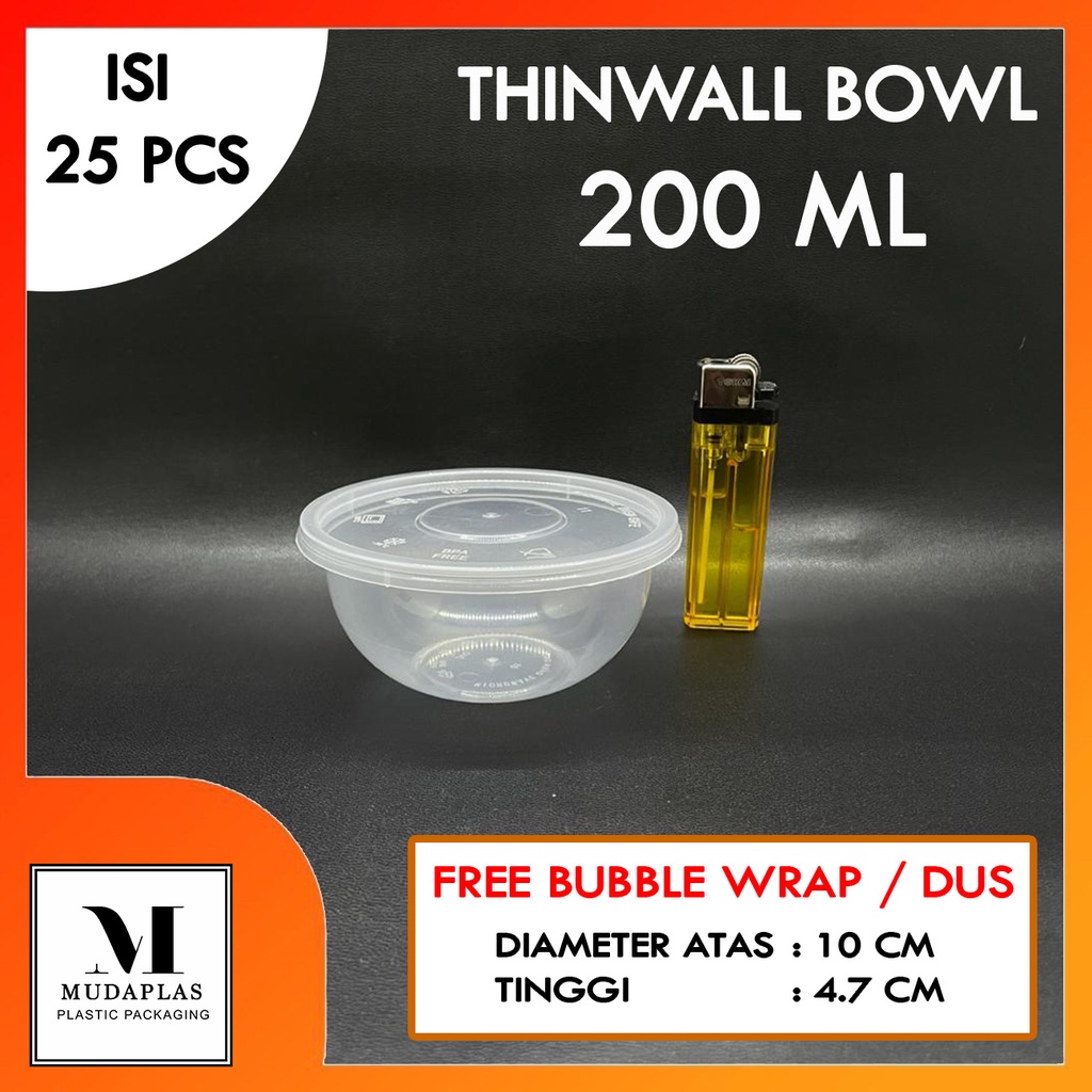 Jual Thinwall Bowl 200 ml / Mangkok Bulat Cup Puding Plastik 200 ML isi 25 pcs | Shopee Indonesia