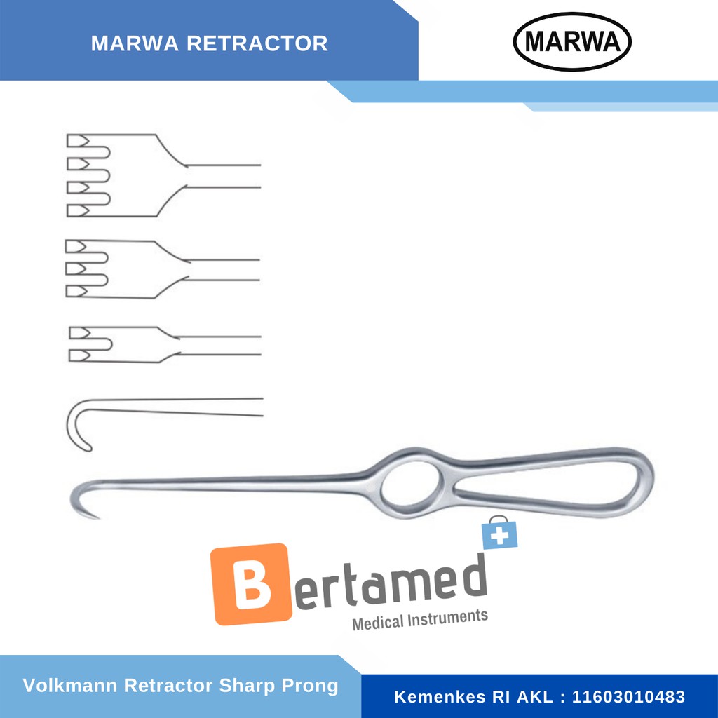 Jual Volkman Retractor Sharp 1 / 2 / 3 / 4 / 6 Prong - Volkmann ...