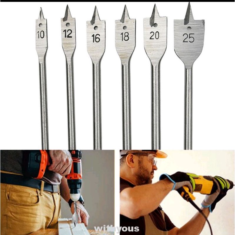 Jual power wood bit set 6pc / mata bor kipas set 6pc( 10-25) | Shopee ...