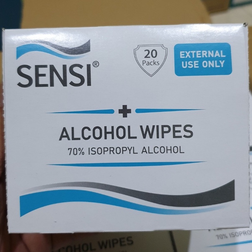 Jual Sensi Alcohol wipes 70% isopropyl Alcohol/ Tisu Alcohol isi 20 lbr ...