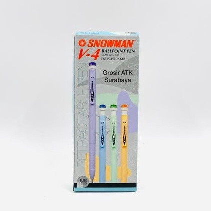 Jual BOLPEN SNOWMAN V-4 / Pulpen Bolpoin Cetek Snowman V-4 / V 4 / V4 Pastel | Shopee Indonesia