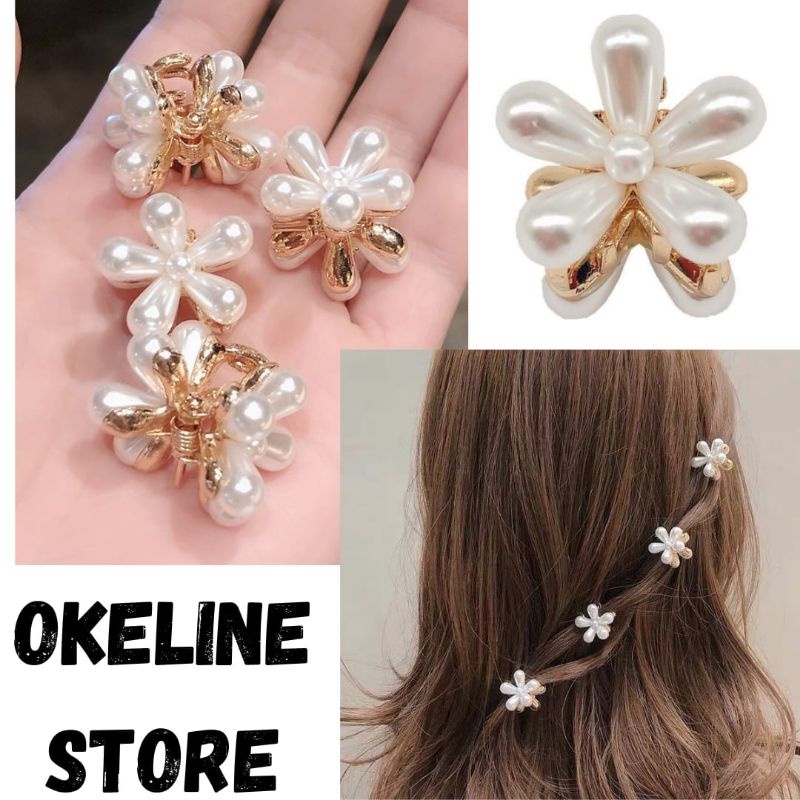 Jual Jepit Rambut Bentuk Bunga Aster Mini Aksen Mutiara Gaya Retro ...