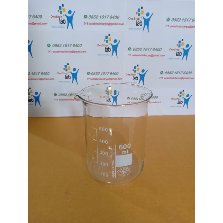 Jual Beaker glass cap 600 ML low form gelas kimia model pendek SIMAX ...