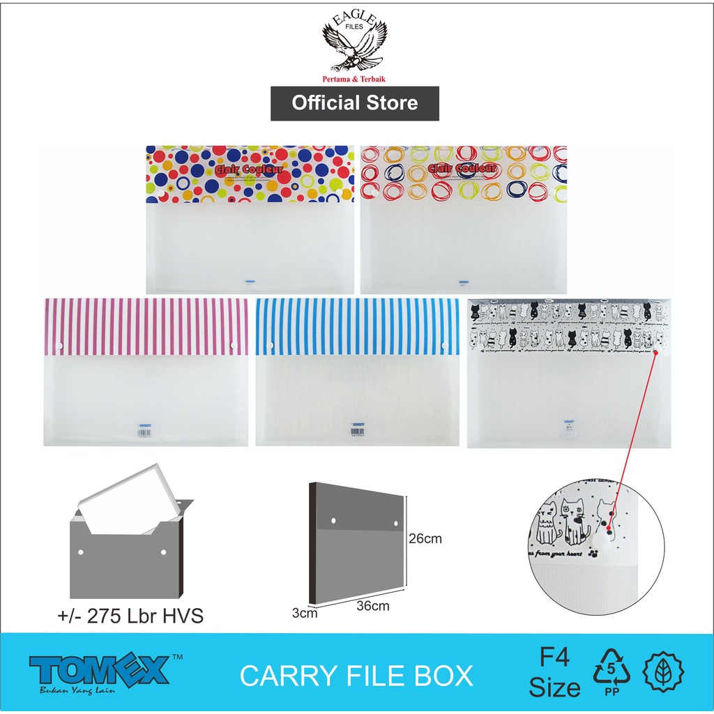 Jual Carry File 3 CM TOMEX F4 (Folio) Tas Dokumen Map Dokumen 2 Kancing ...